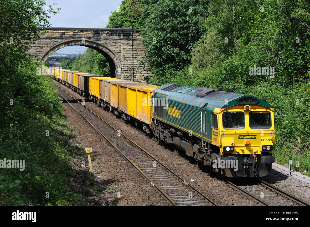 A waste train operated by Freightliner on behalf of Greater Manchester ...