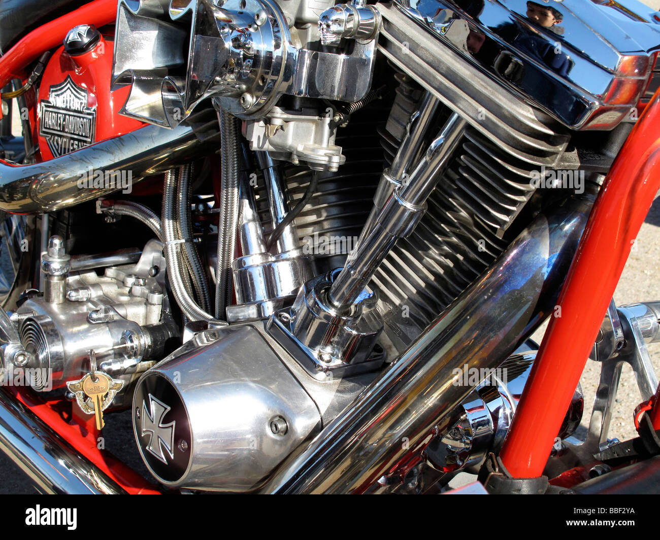 Red chopper Harley Davidson Stock Photo - Alamy