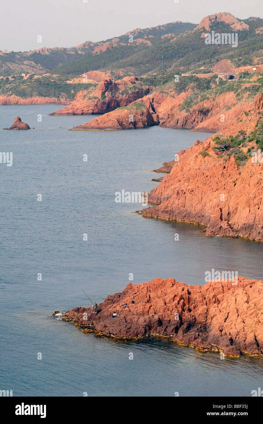 The Esterel region on the French riviera, an area characterised by red ...