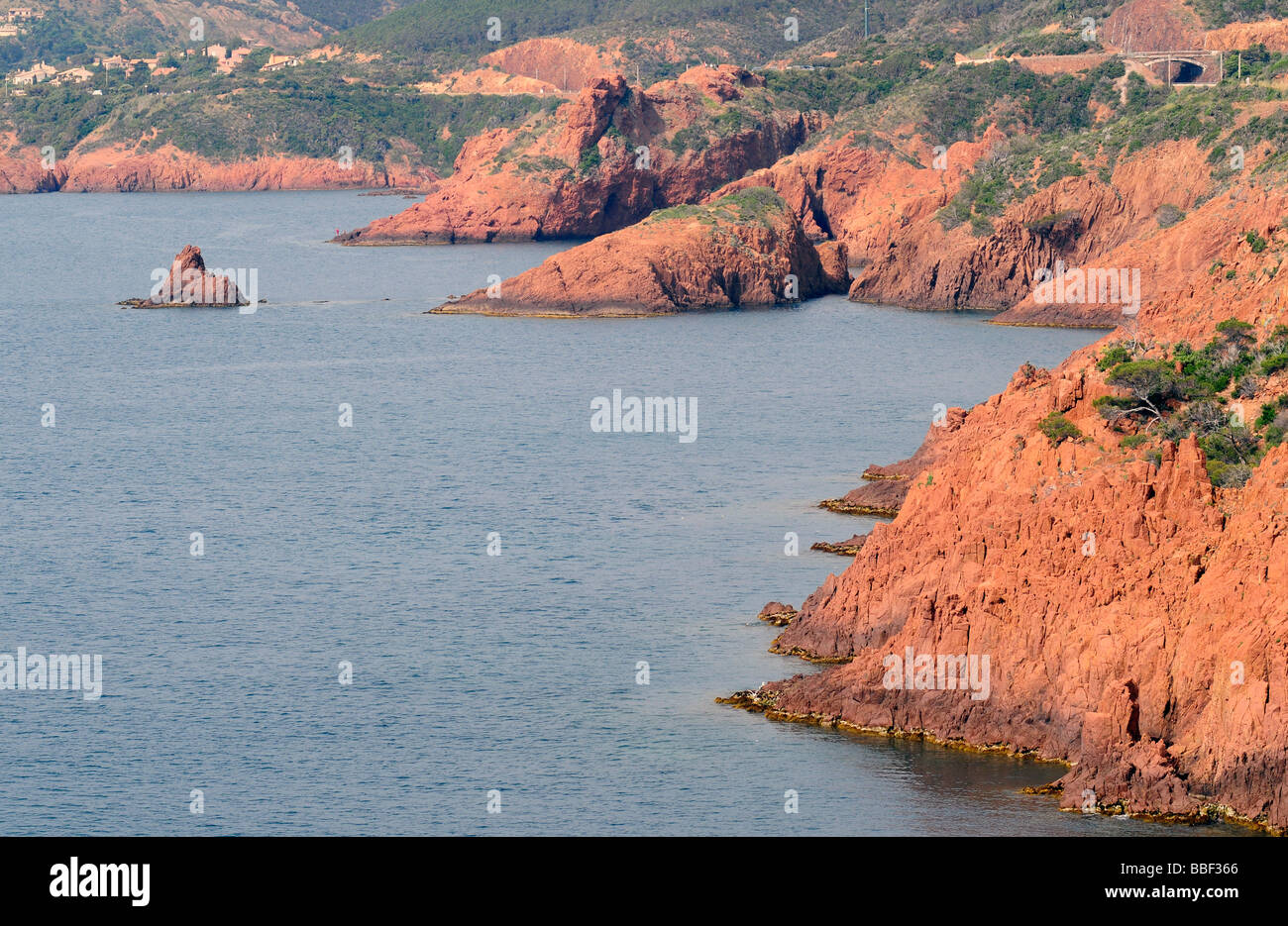 The Esterel region on the French riviera, an area characterised by red ...