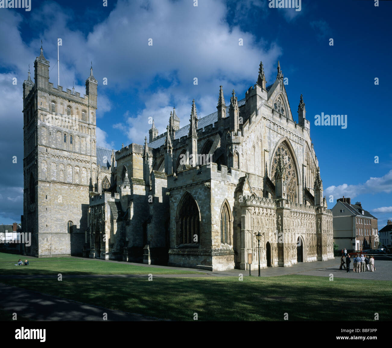 Exeter Cathedral West & North Fronts Stock Photo - Alamy