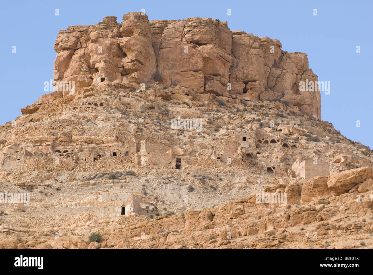 Guermessa ancient Berber hill top village Ksour district Tunisia Stock ...