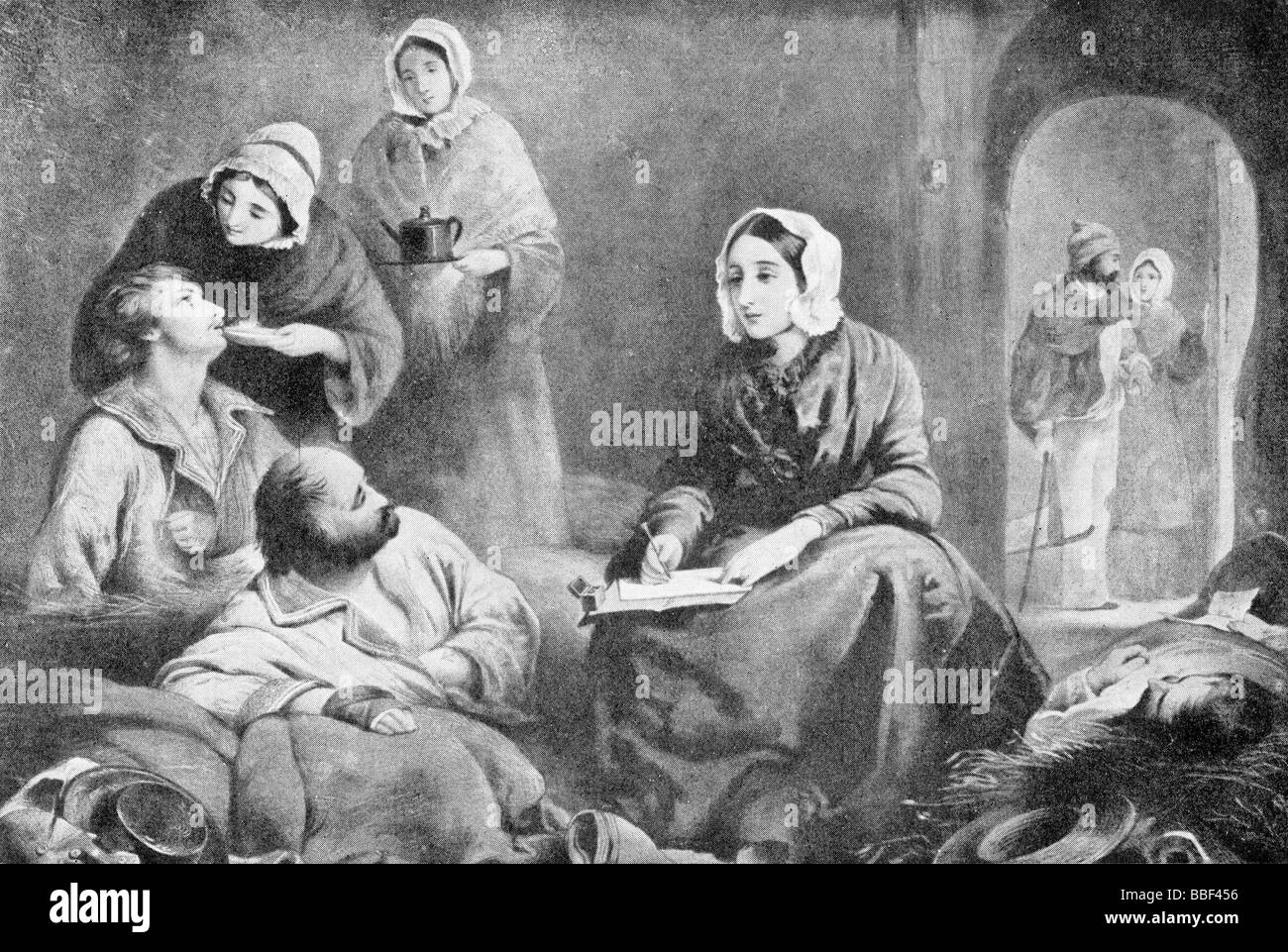 Florence Nightingale writing letters for wounded soldiers at the ...