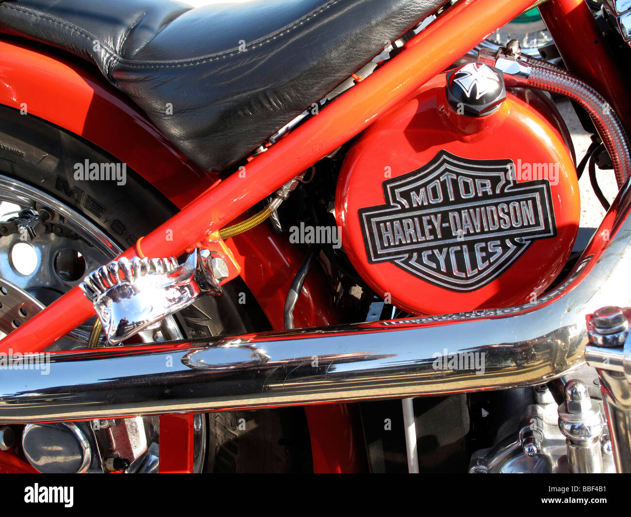 Red chopper Harley Davidson Stock Photo - Alamy