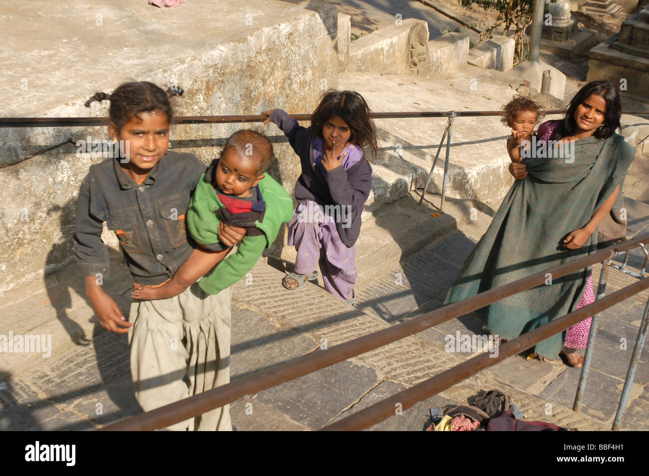 Kids begging for money in Kathmandu, NEPAL Stock Photo - Alamy