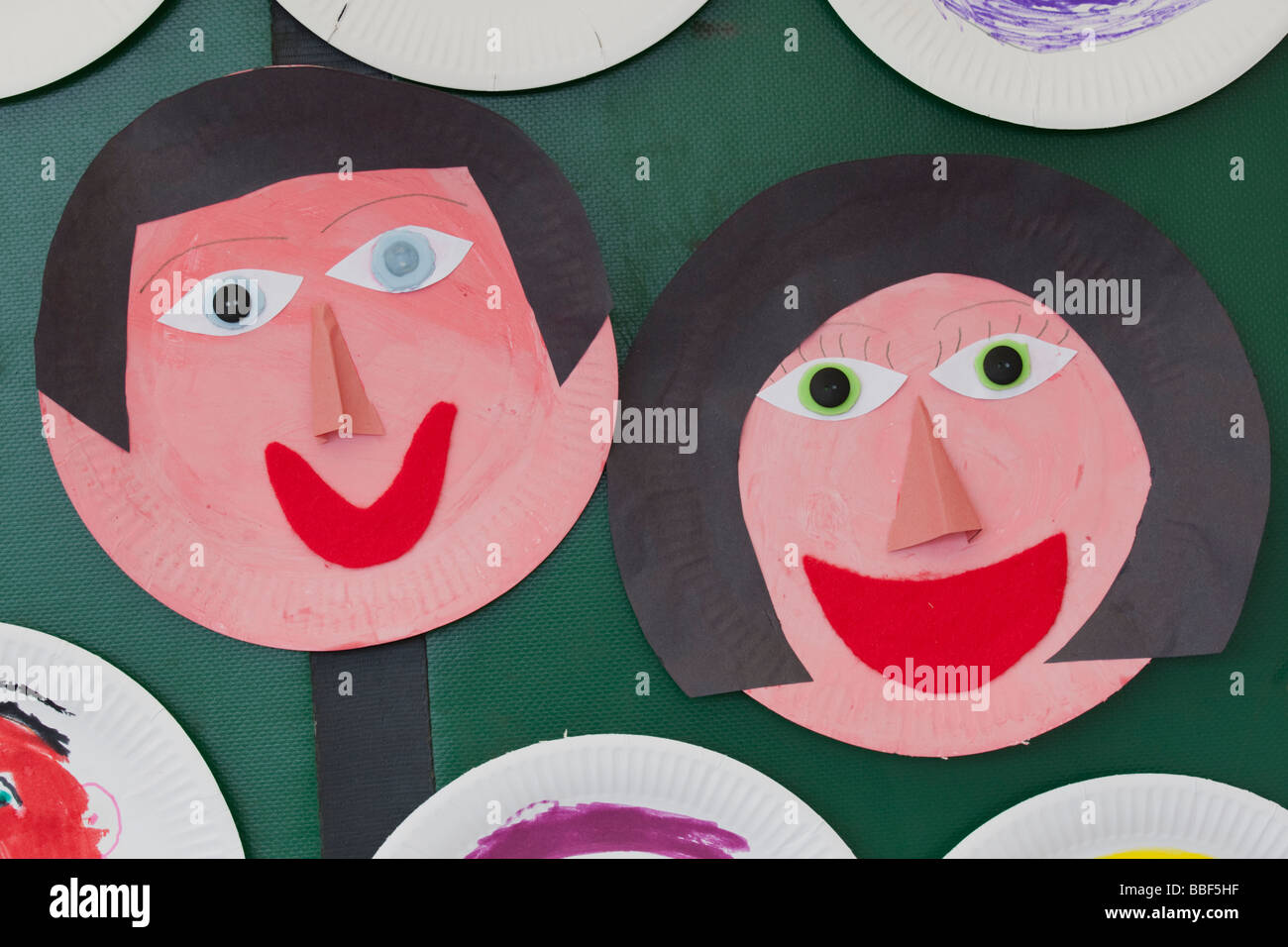 funny faces made from painted paper plates May Day Woodmancote ...