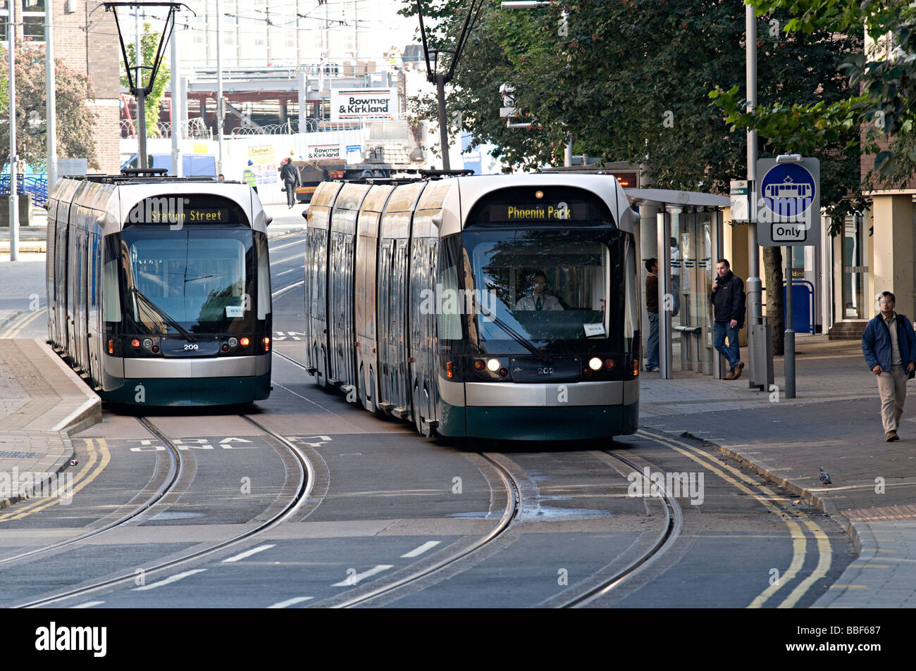 nottingham trams in and around town and next to nottingham trent ...