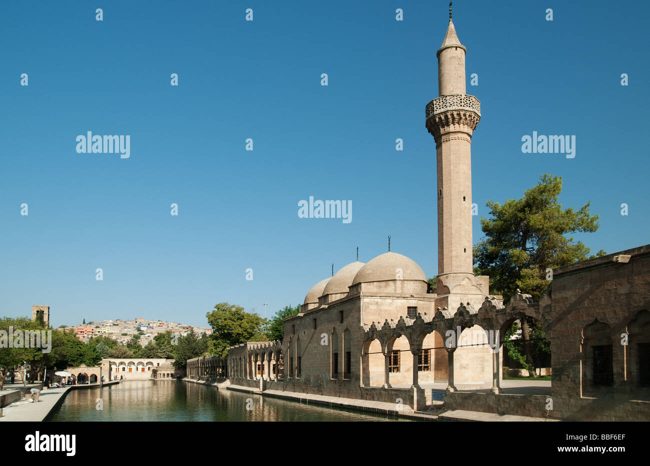 Lake Halil-ür Rahman with sacred fishes and the Rizvaniye Mosque, Urfa ...