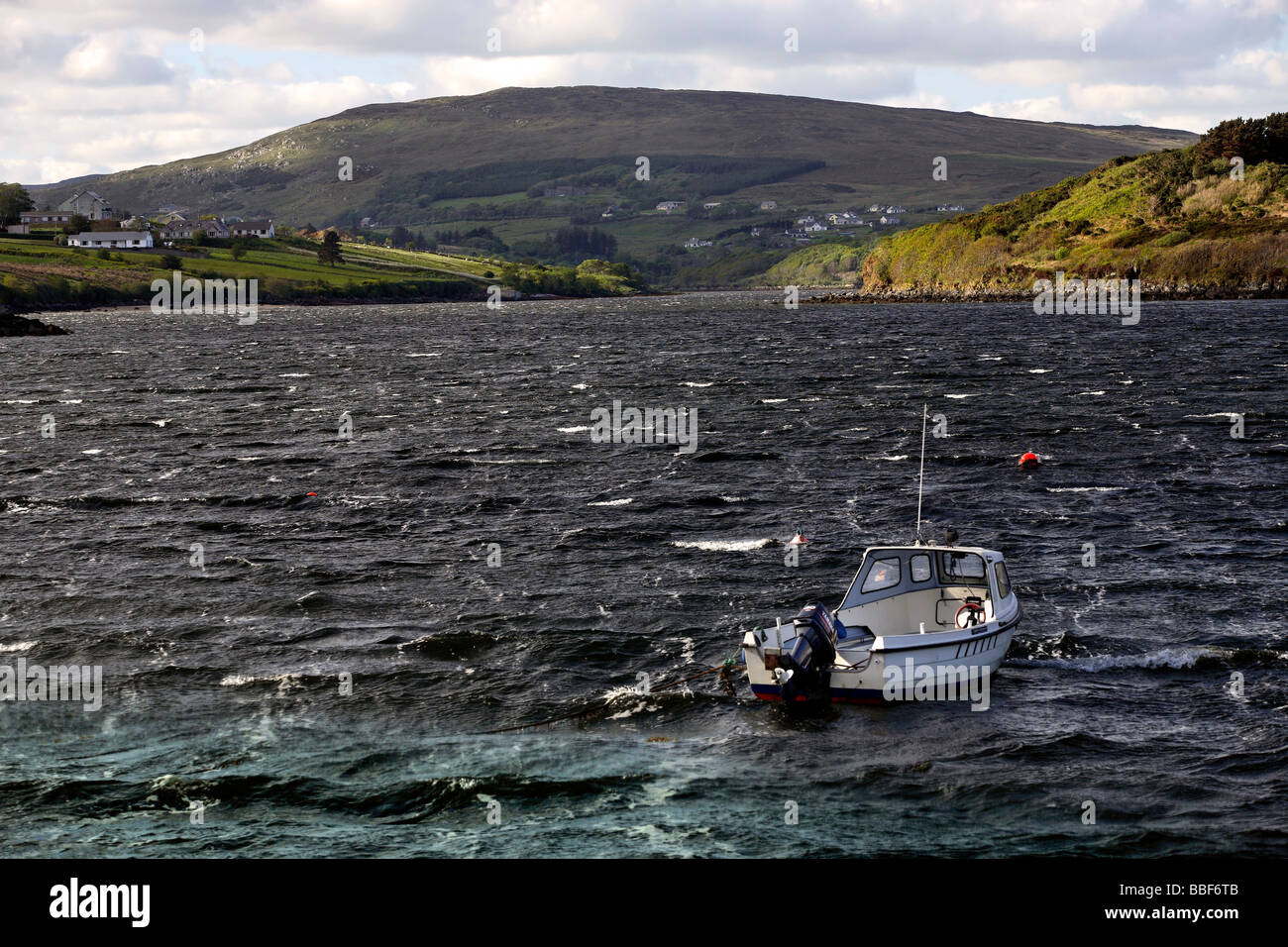 Small Boat and Landscape Teelin County Donegal Ireland Stock Photo - Alamy