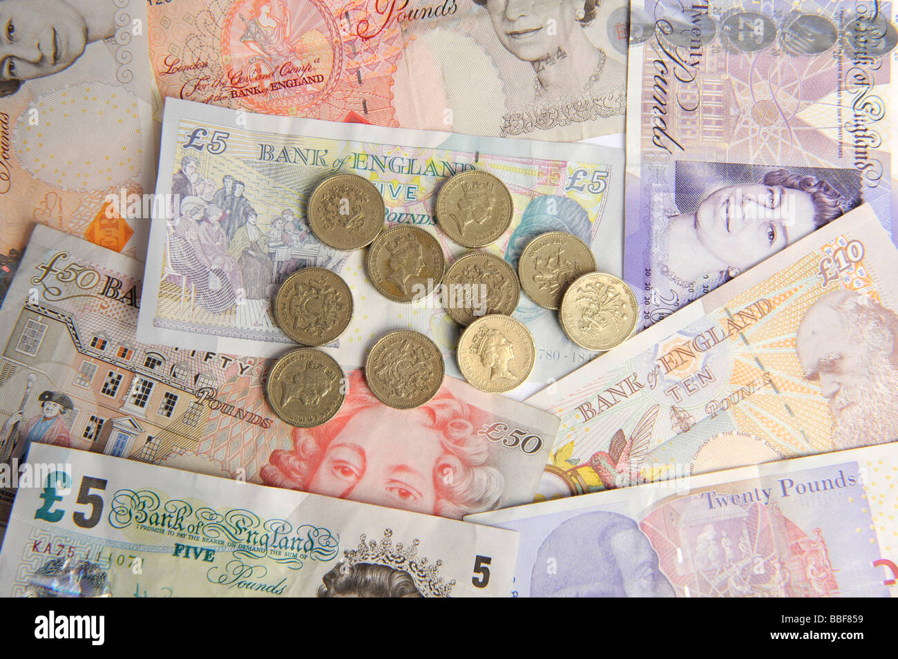 British sterling coins banknotes hi-res stock photography and images ...