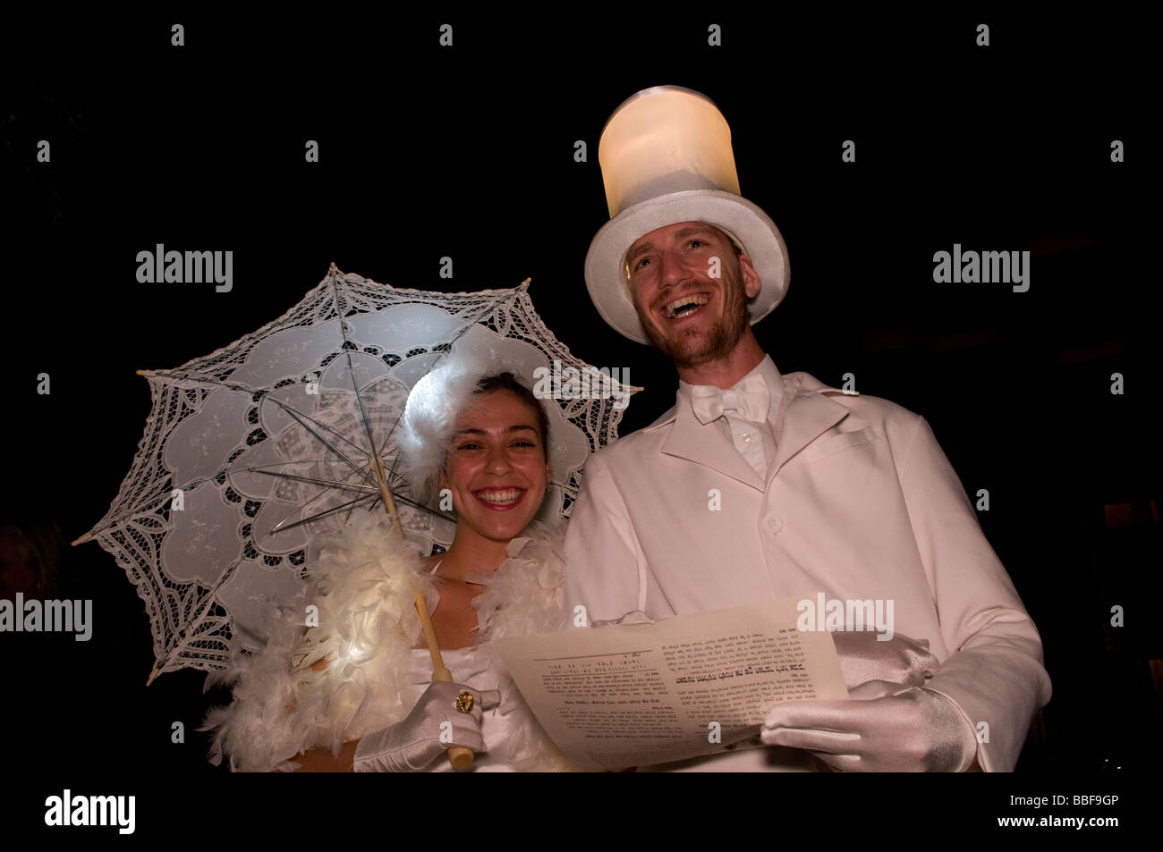 Actors in period costume during The White Night event as part of Tel ...