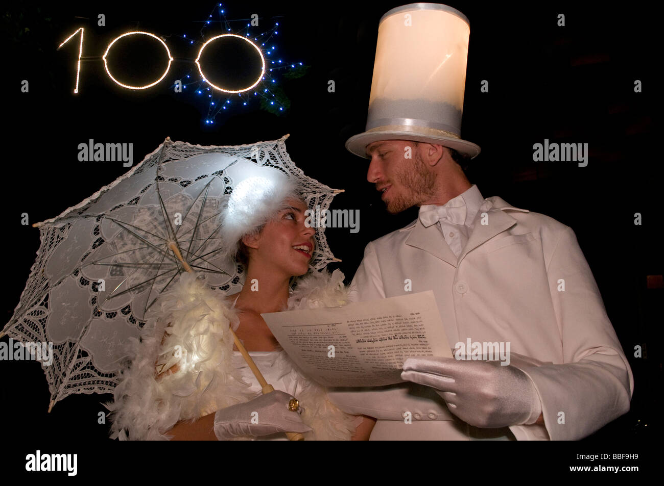 Actors in period costume during The White Night event as part of Tel ...