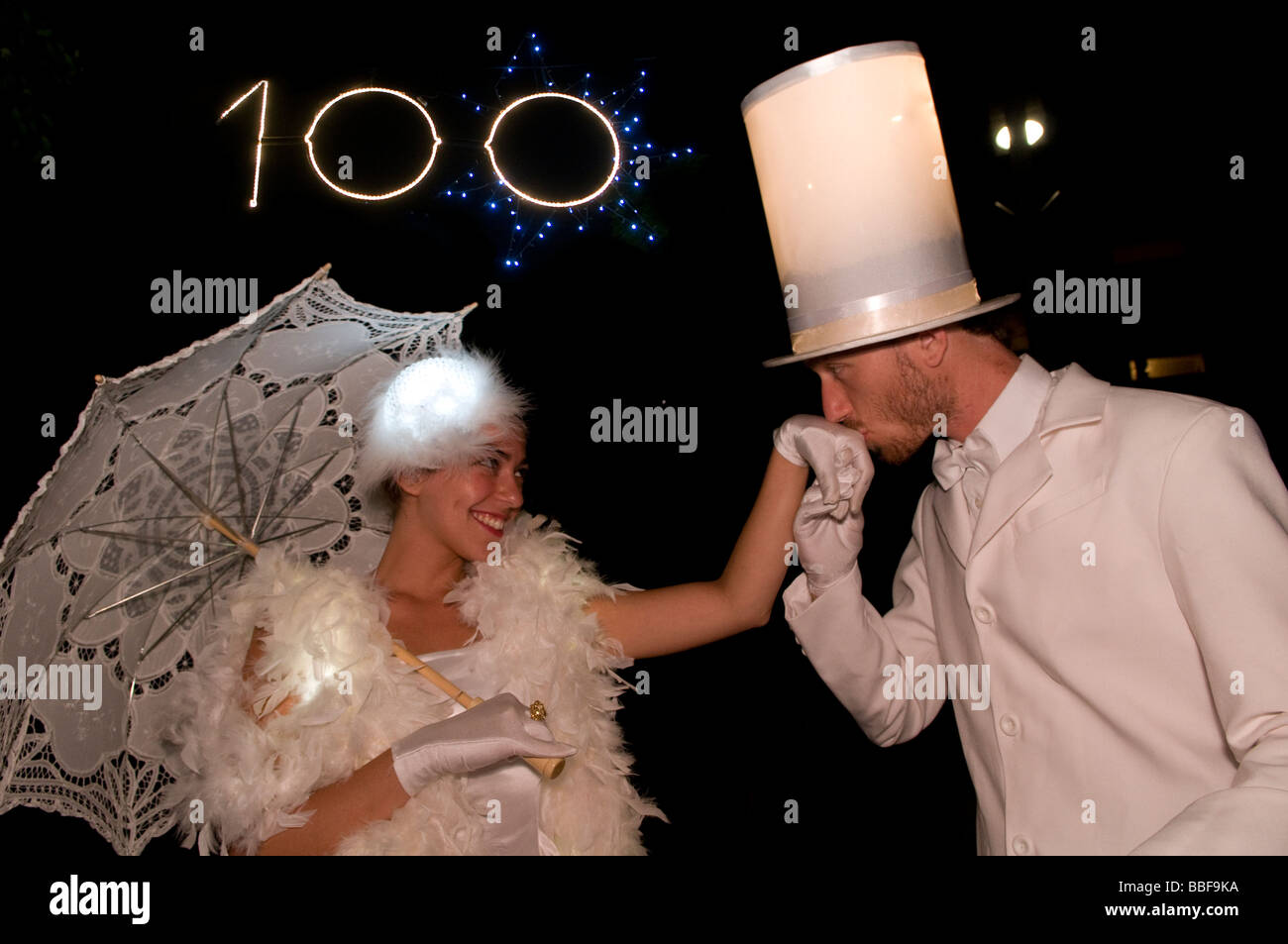 Actors in period costume during The White Night event as part of Tel ...