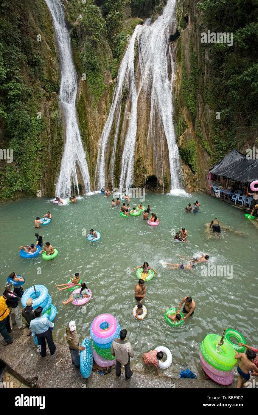 People swimming at Kempty Falls. Mussoorie. Uttarakhand. India Stock ...