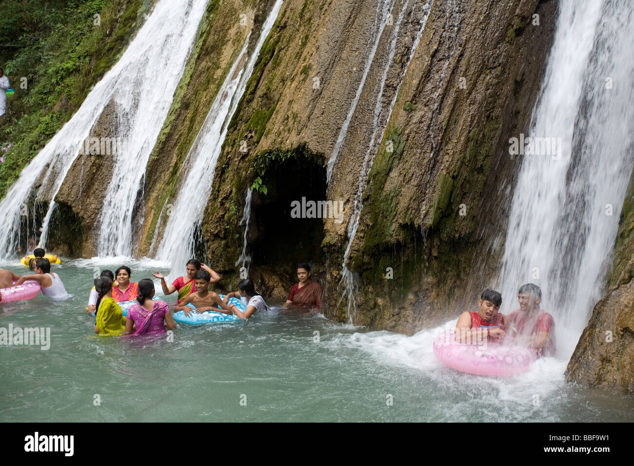 Indian people having fun at Kempty Falls. Mussoorie. Uttarakhand. India ...