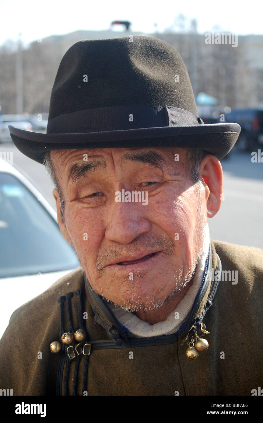 Portrait of a Mongolian man in Ulaan Baatar, MONGOLIA Stock Photo - Alamy