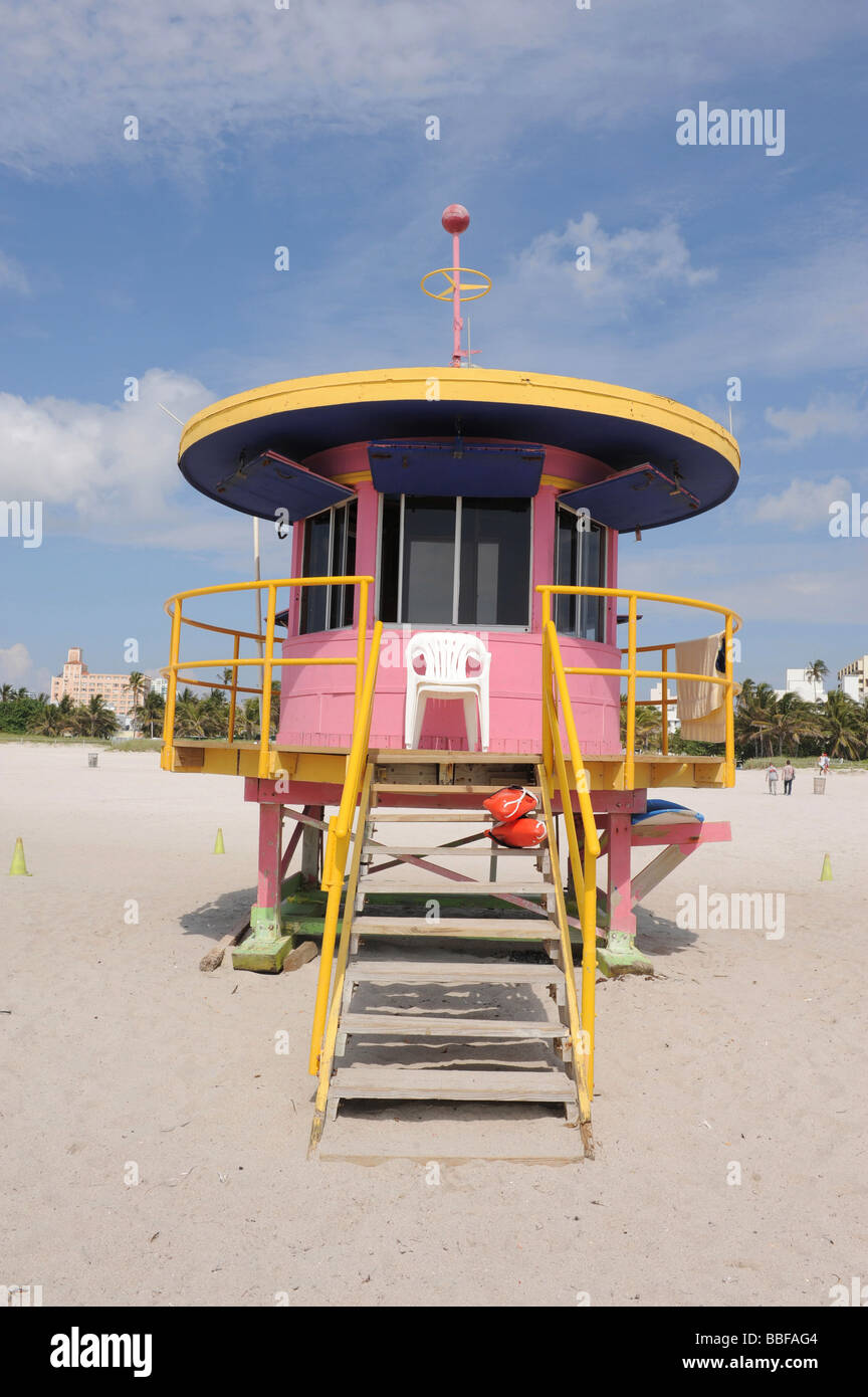 Lifeguard station on South Beach, Miami, Florida Stock Photo - Alamy