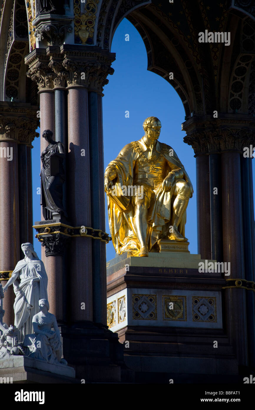 The Albert Memorial gold statue closeup near the Royal Albert Hall ...