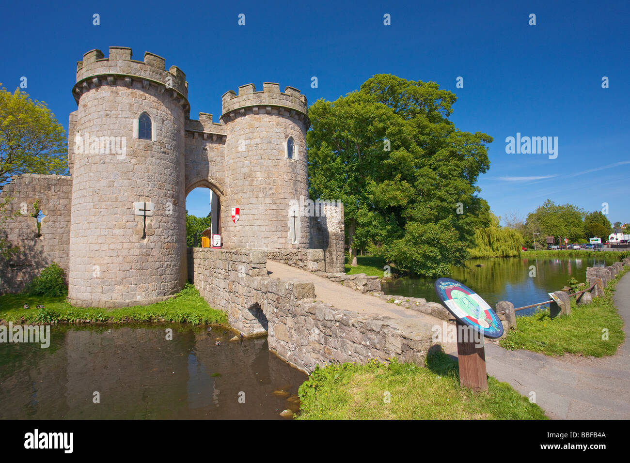 Moat at Whittington Castle near Oswestry Shropshire England UK United ...