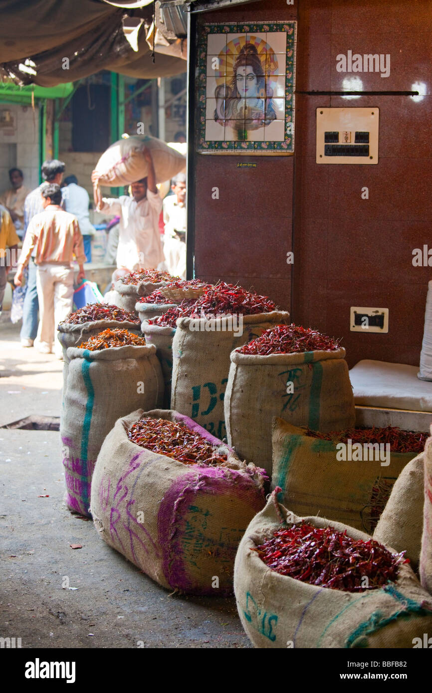 Chili Shop in the Spice Market in Delhi India Stock Photo - Alamy