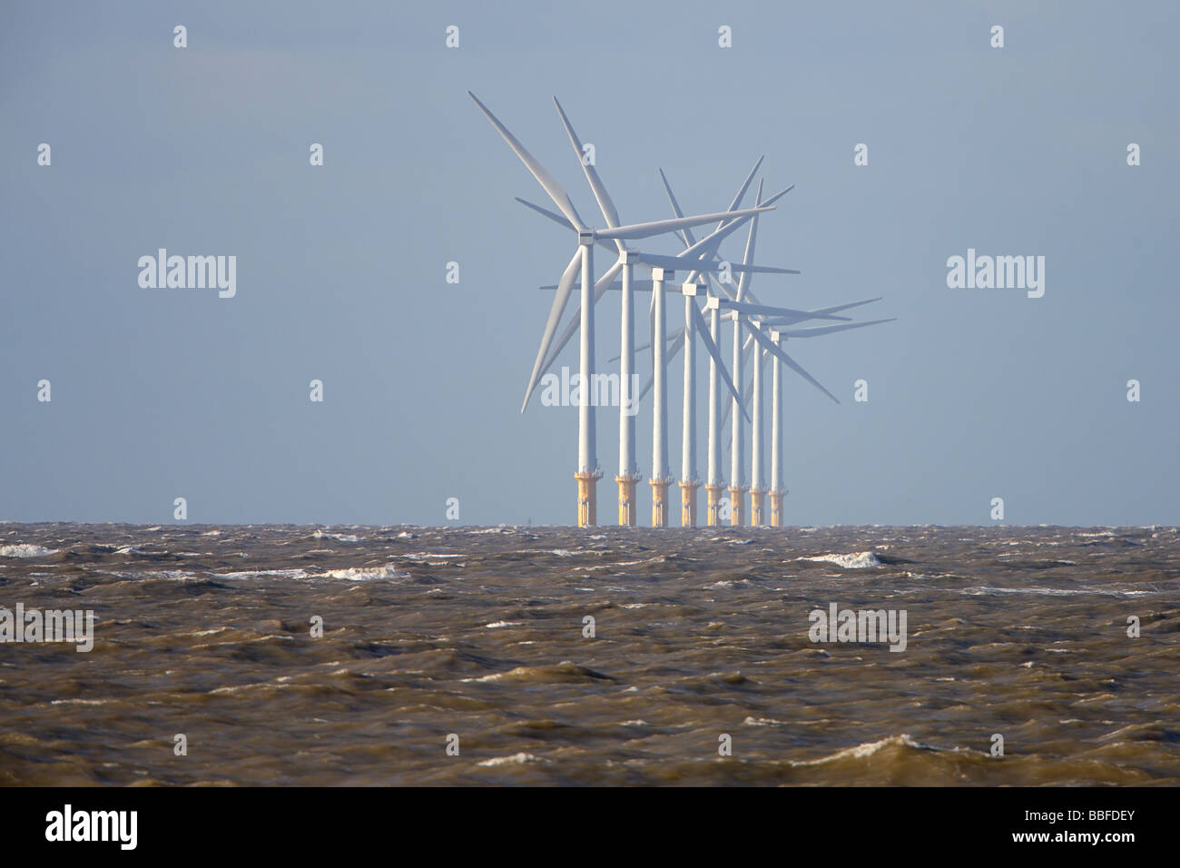 WINDFARM Wind Turbines in Liverpool Bay November WindTurbines Stock ...