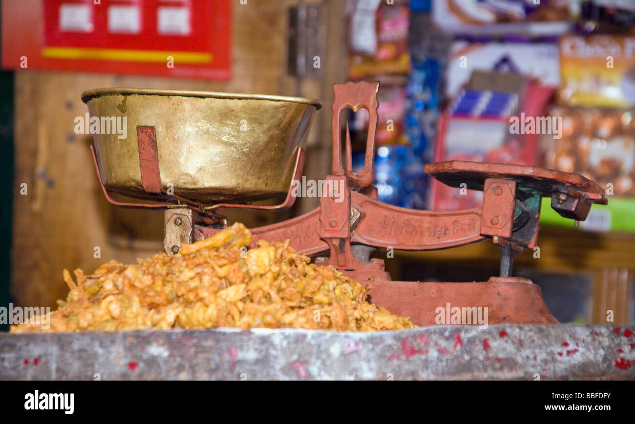 Traditional scales using for weighing quantities of goods in this case ...