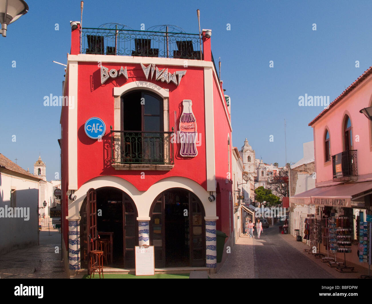 The narrow streets in the old town Lagos Algarve Portugal Stock Photo ...