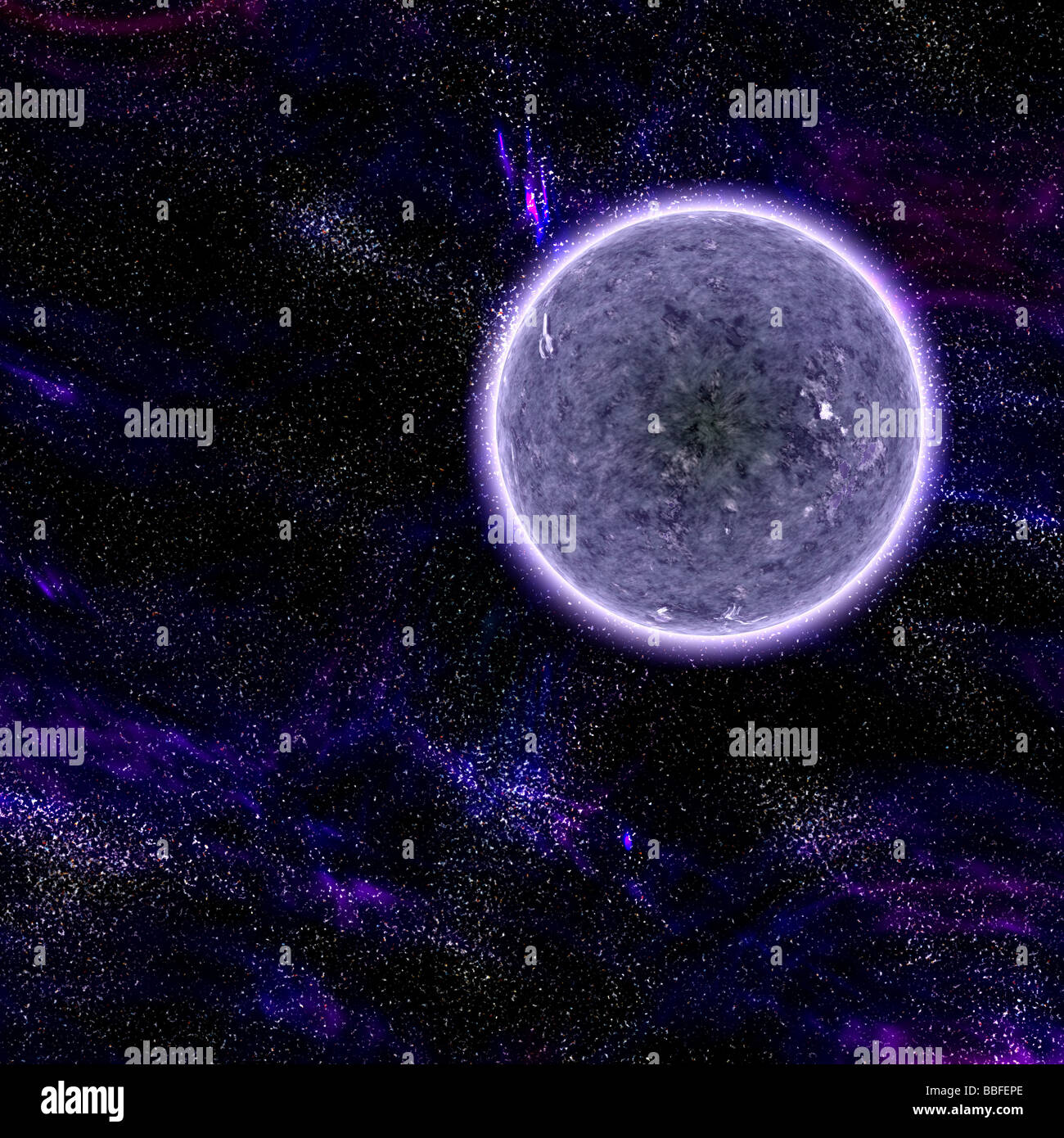 Science fiction planet complex space scene illustration Stock Photo - Alamy