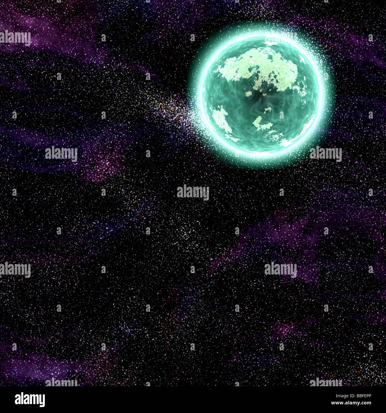 Science fiction planet complex space scene illustration Stock Photo - Alamy