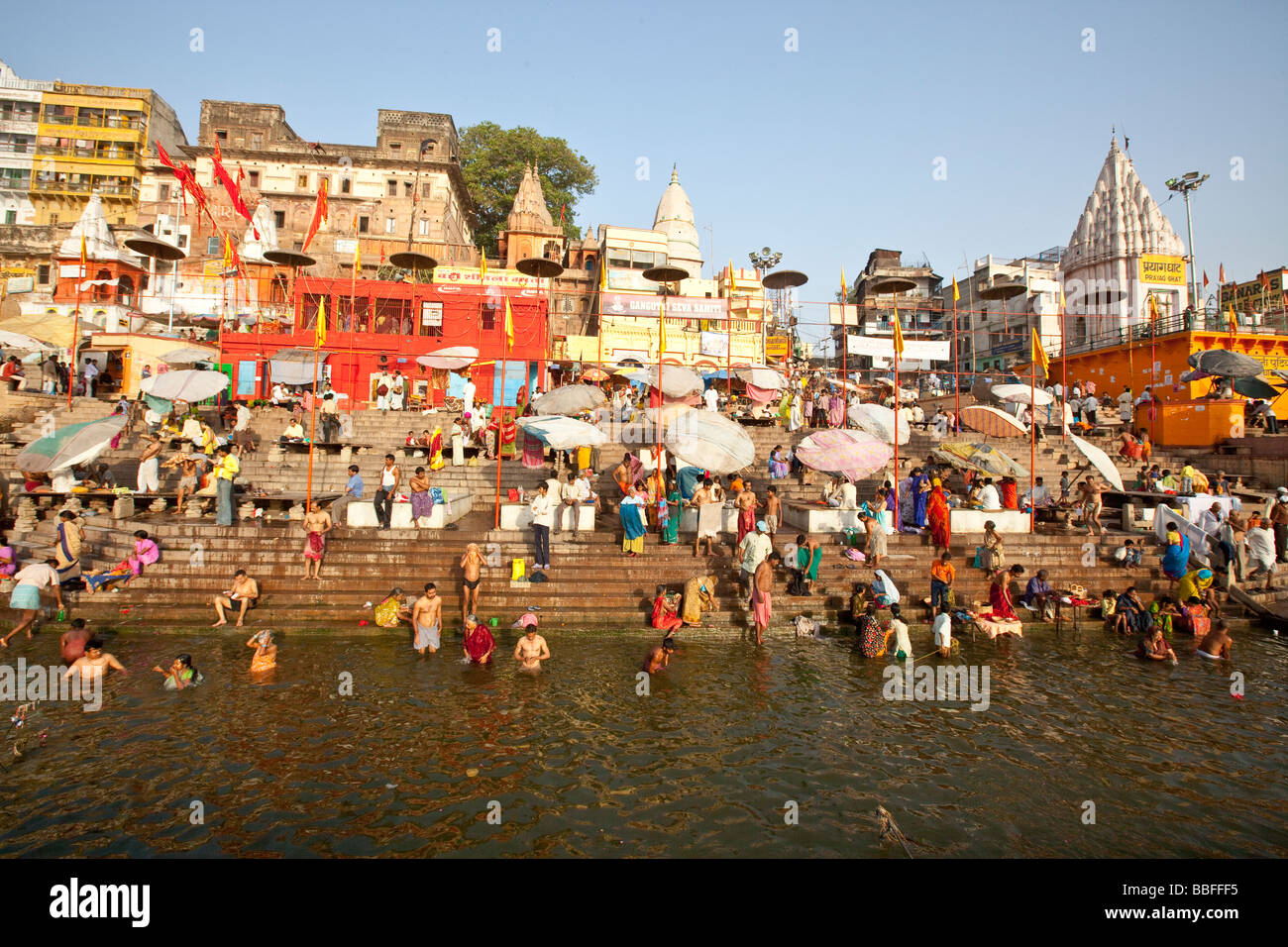 Ritual Bathing in the Ganges River in Varanasi India Stock Photo - Alamy