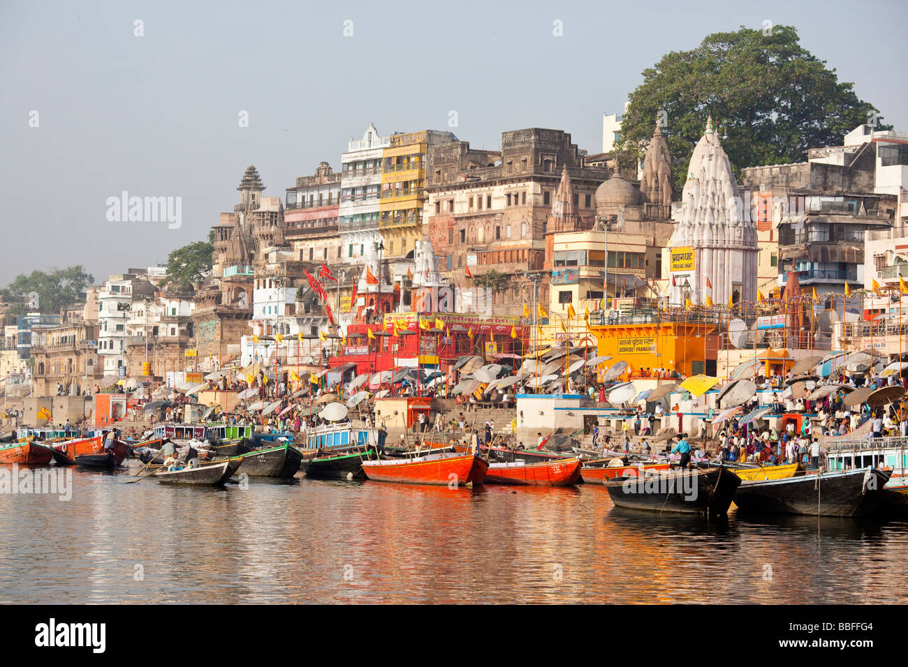 Prayag Ghat on the Ganges River in Varanasi India Stock Photo - Alamy