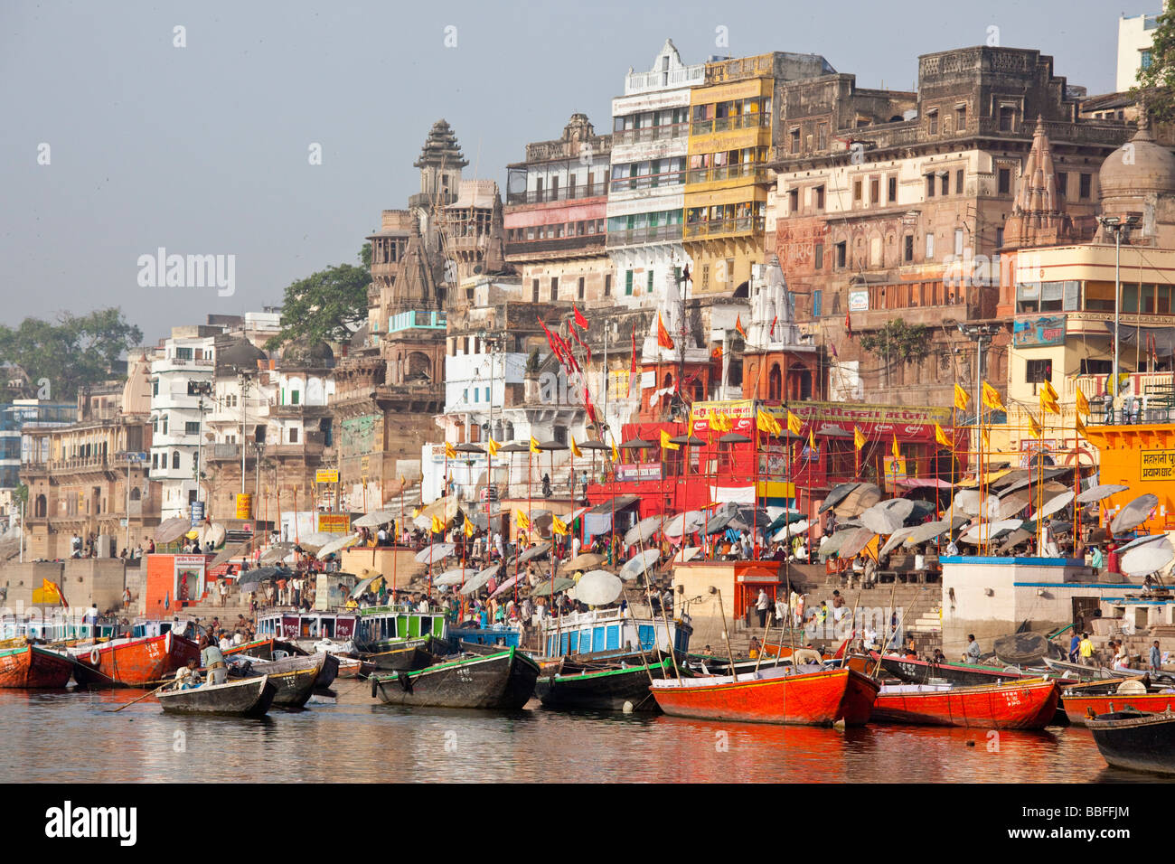 Prayag Ghat on the Ganges River in Varanasi India Stock Photo - Alamy
