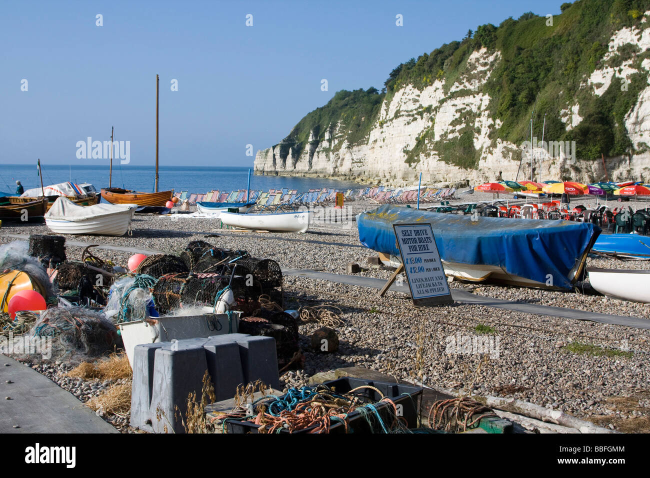 scenic beer holiday resort beach high summer seaside south devon ...