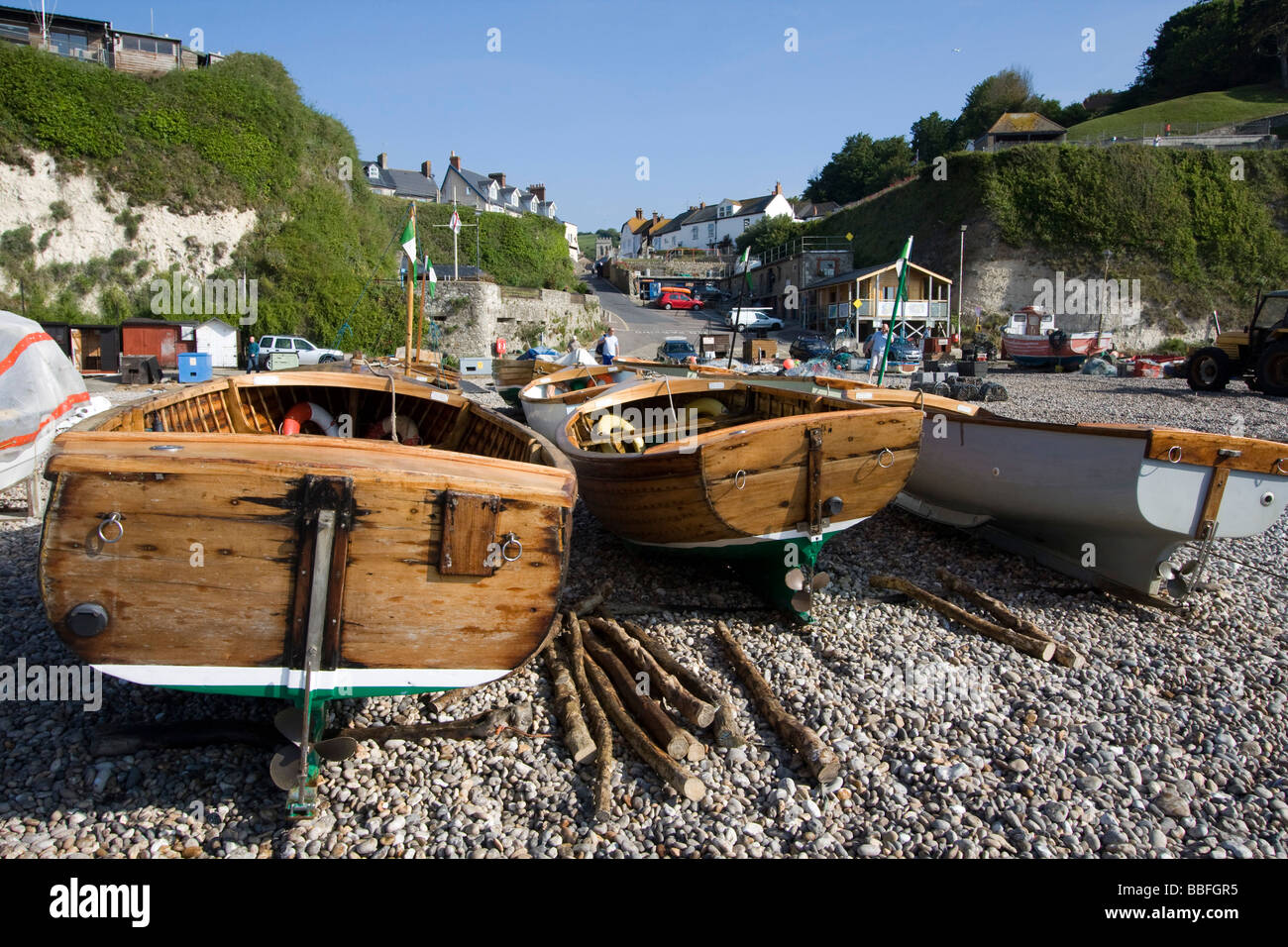 scenic beer holiday resort beach high summer seaside south devon ...