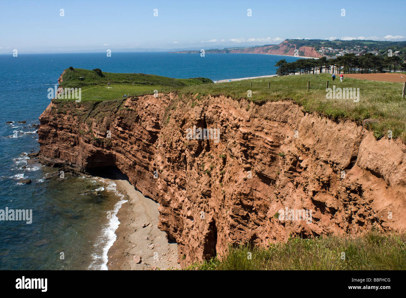red sandstone cliffs south west coastal footpath scenery south devon ...