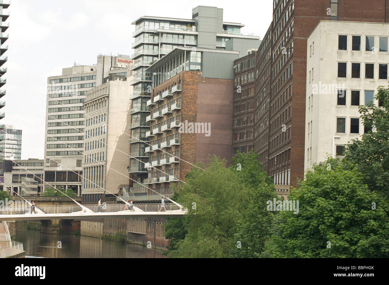 trinity footbrige crossing the River Irwell in Manchester City ccentre ...