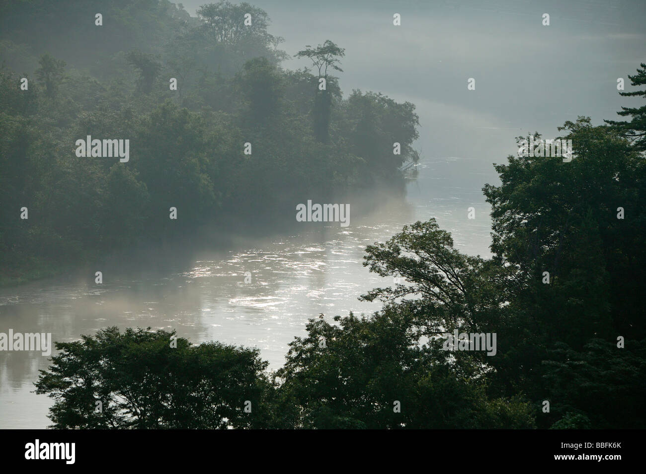 River In Mist Stock Photo - Alamy