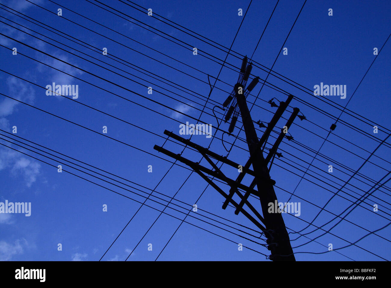 Numerous telephone wires connecting to telephone pole Stock Photo - Alamy