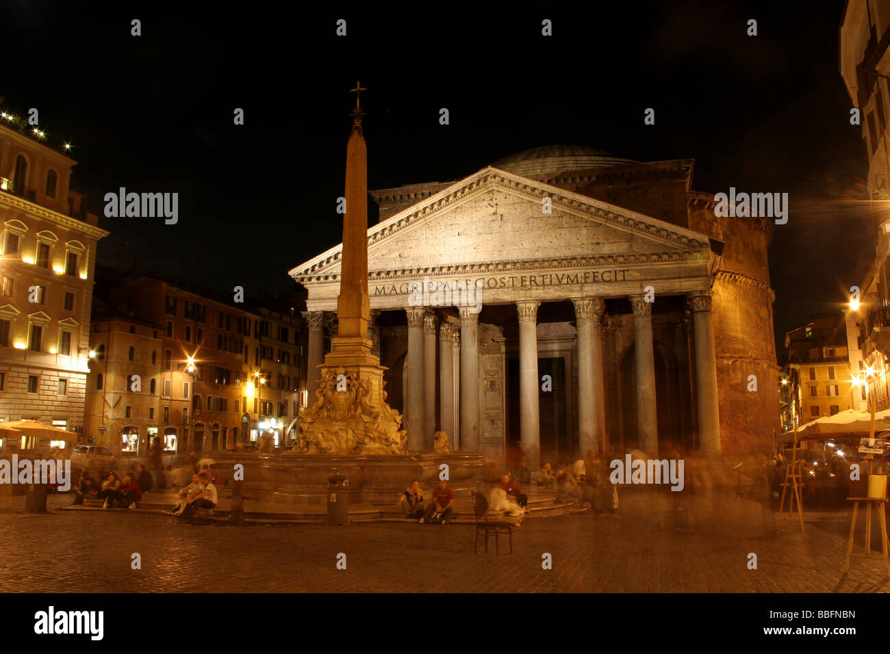 Rome - Pantheon in night Stock Photo - Alamy