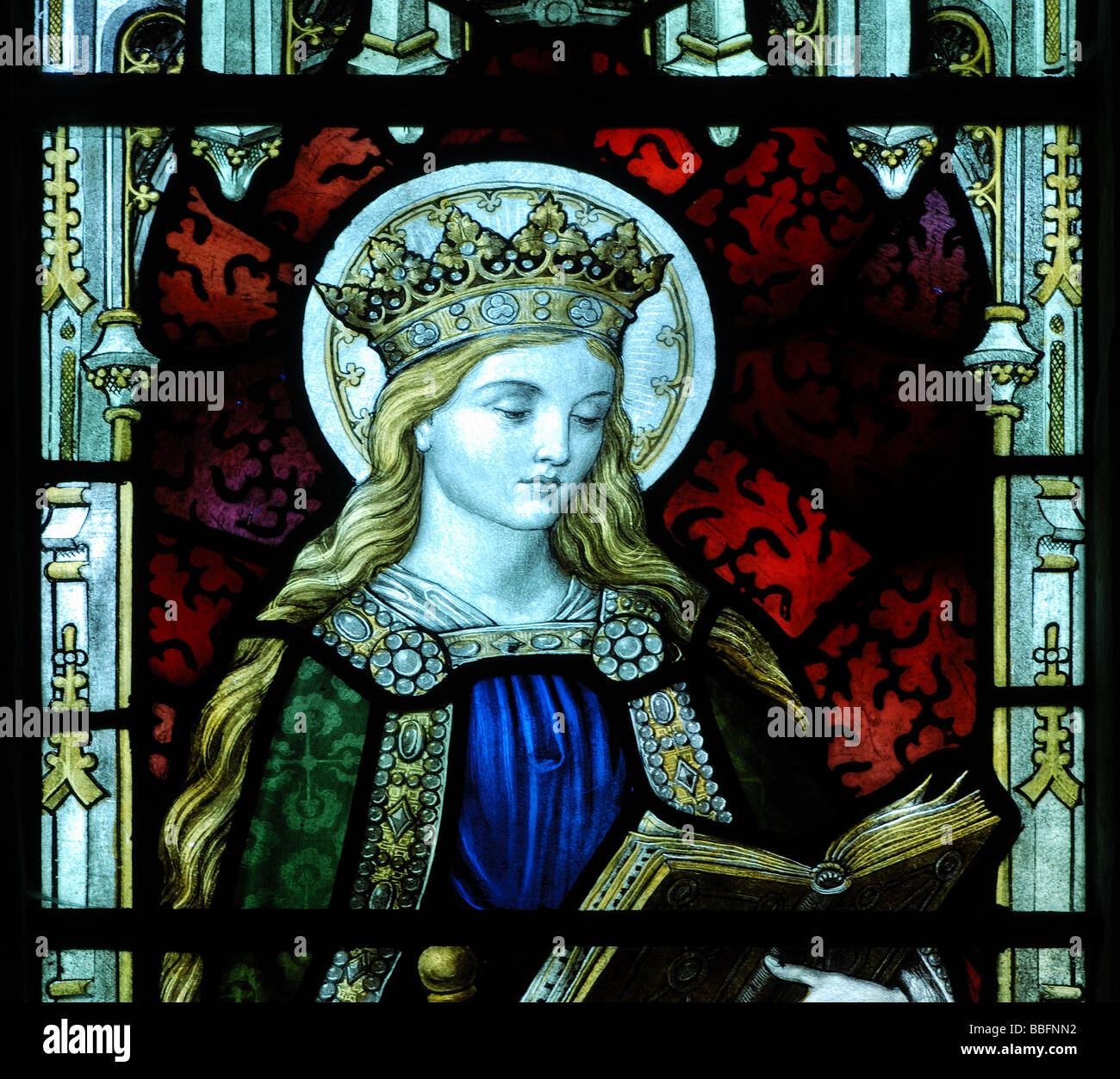 Saint Faith stained glass, St. Faith`s Church, Overbury, Worcestershire ...