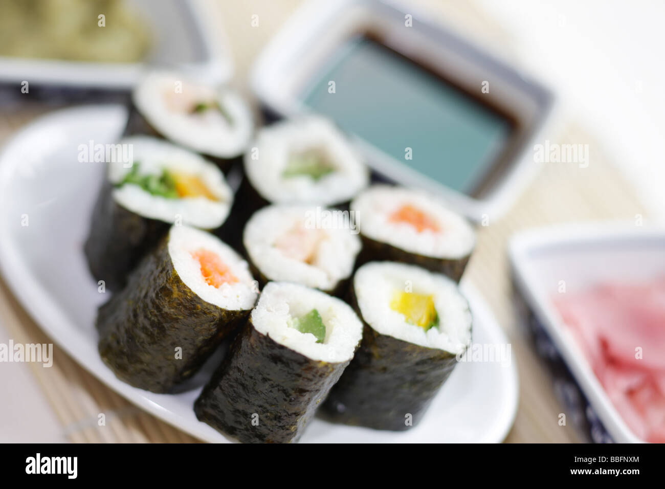 Fresh Healthy Japanese Style Sushi Finger Food Snacks Stock Photo - Alamy