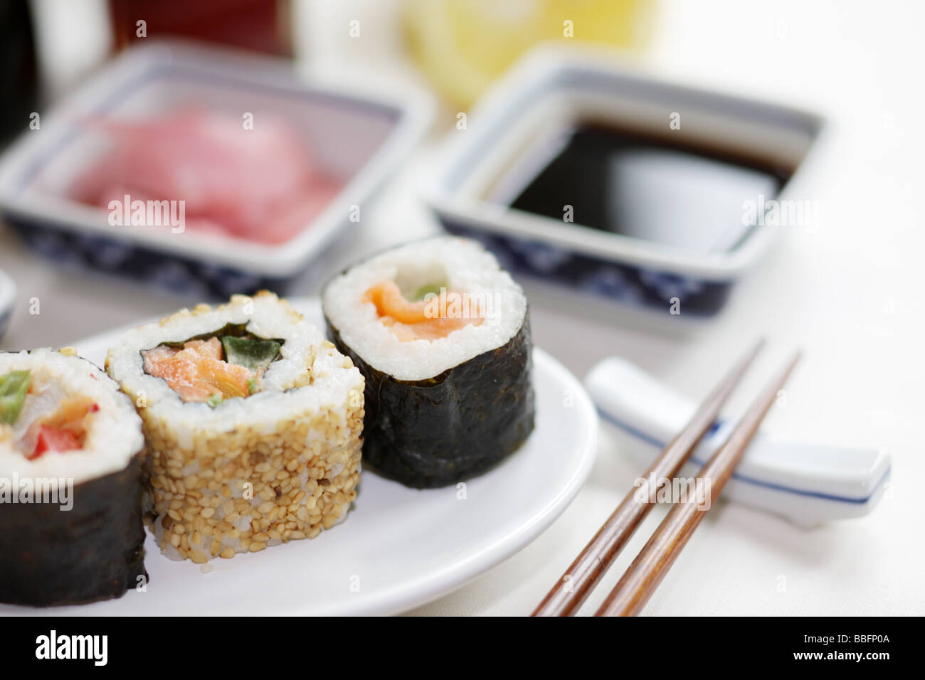 Fresh Healthy Japanese Style Sushi Finger Food Snacks Stock Photo - Alamy