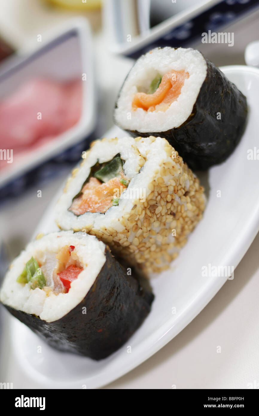 Fresh Healthy Japanese Style Sushi Finger Food Snacks Stock Photo - Alamy