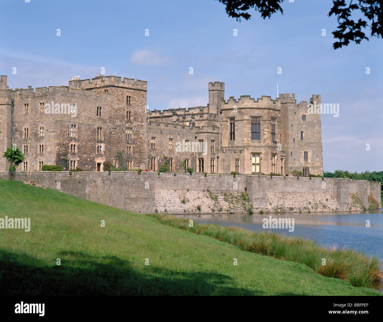 Raby Castle seen over the moat, near Staindrop, County Durham, England ...