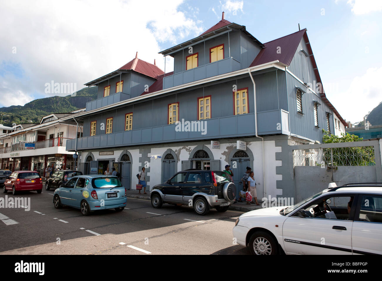 Commercial building on Albert Street, capital city Victoria, Mahe ...
