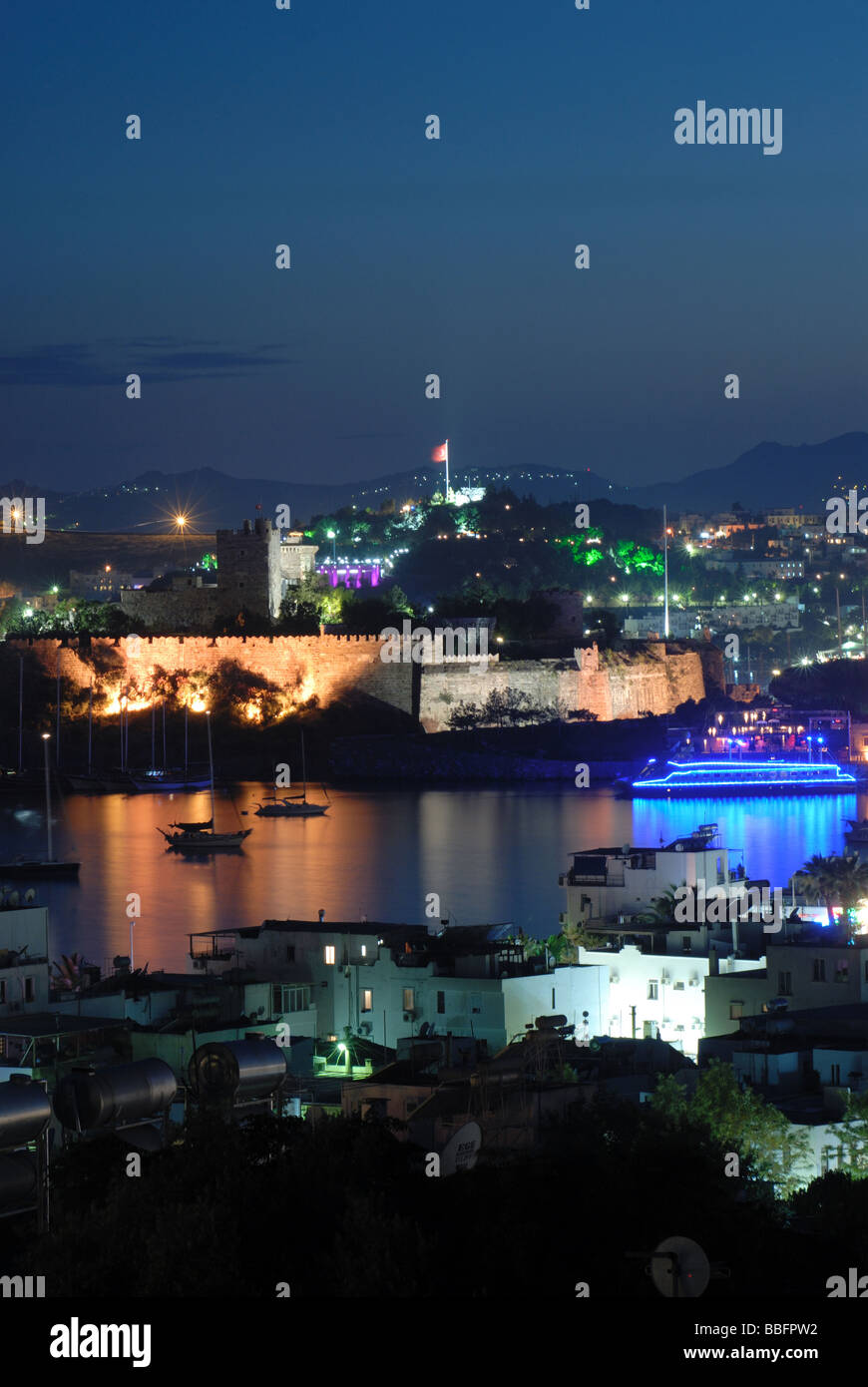 panoramic bodrum townscape at night Stock Photo - Alamy