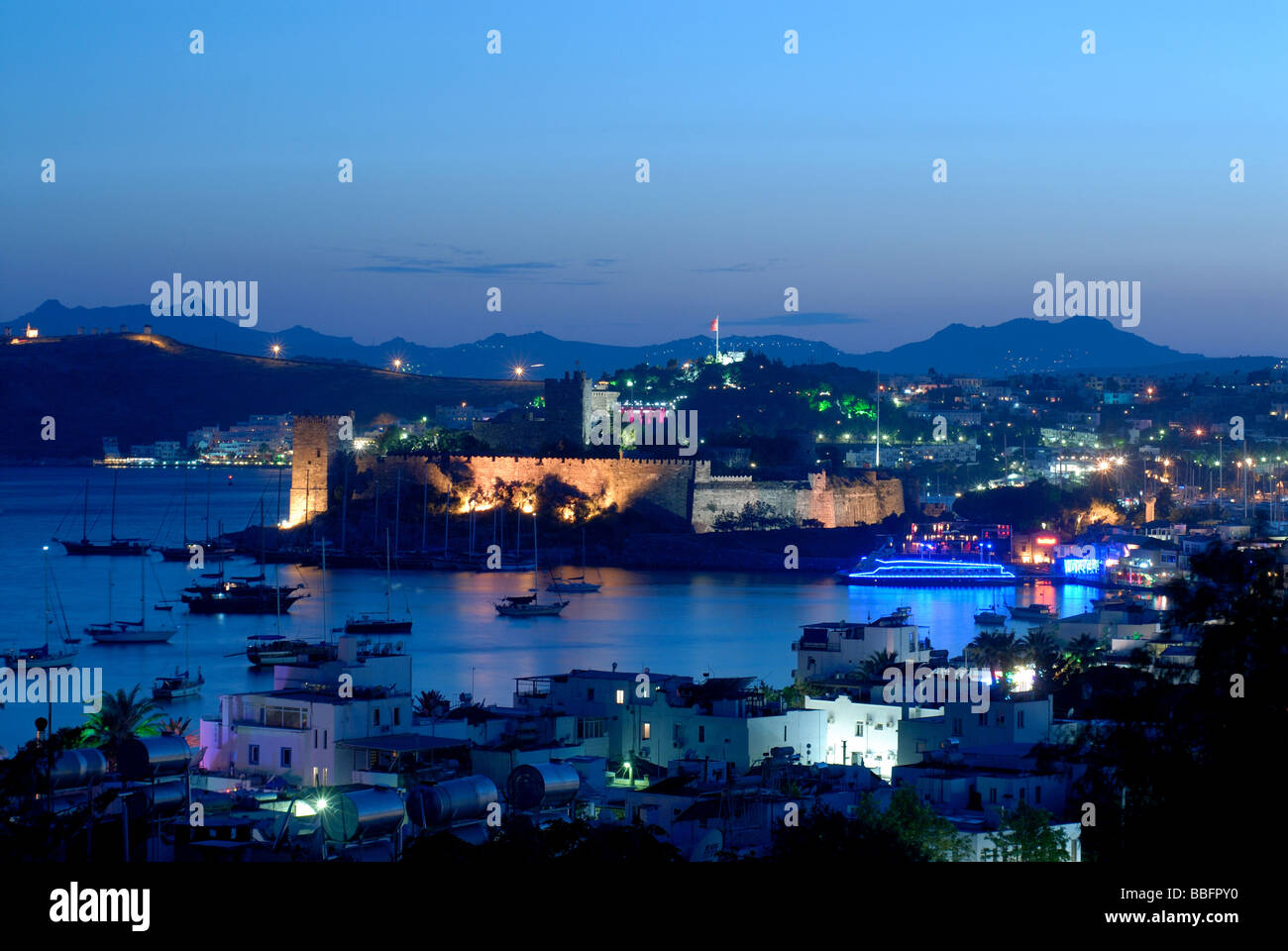 panoramic bodrum townscape at night Stock Photo - Alamy
