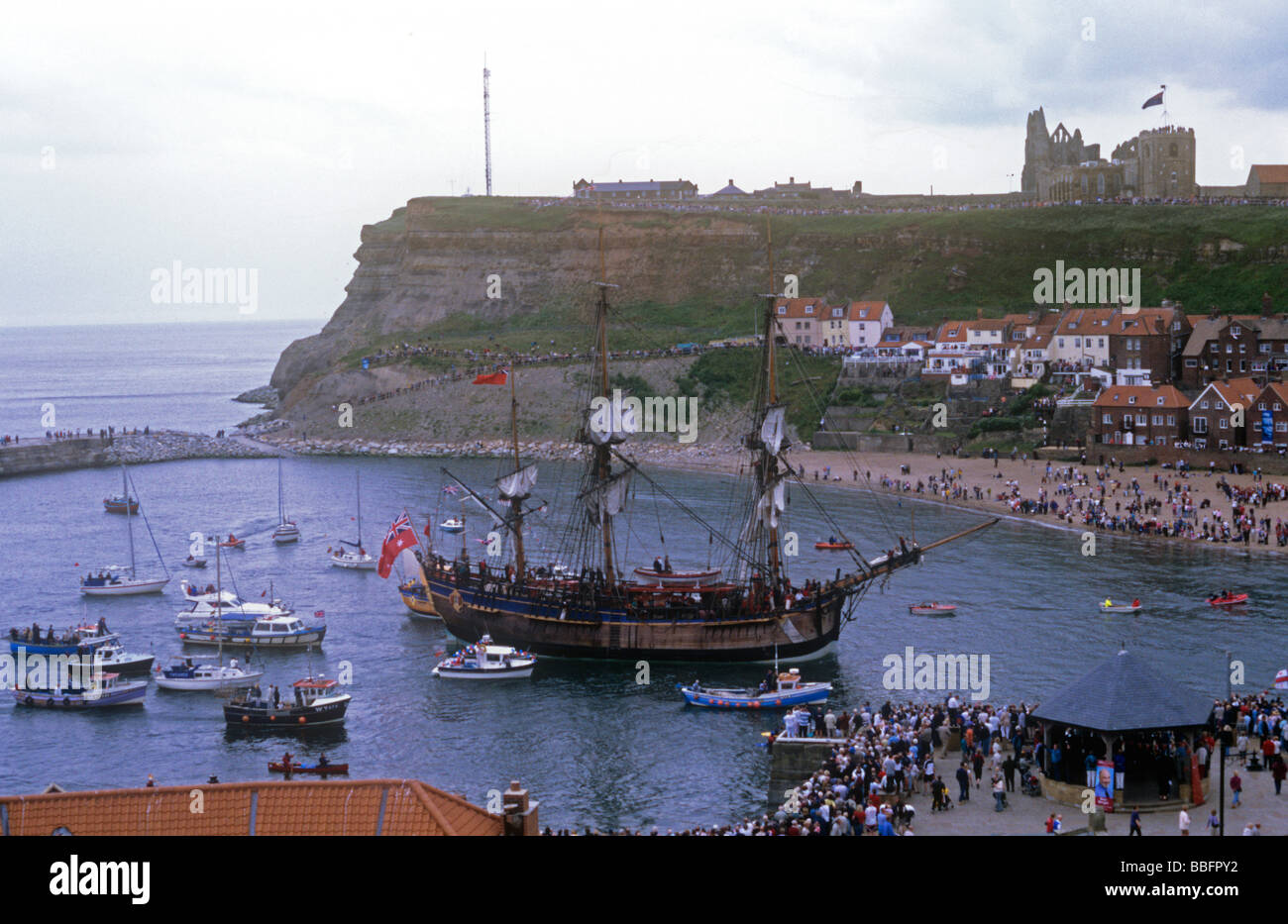 The Endeavor arriving at Whitby in 2002 Stock Photo - Alamy
