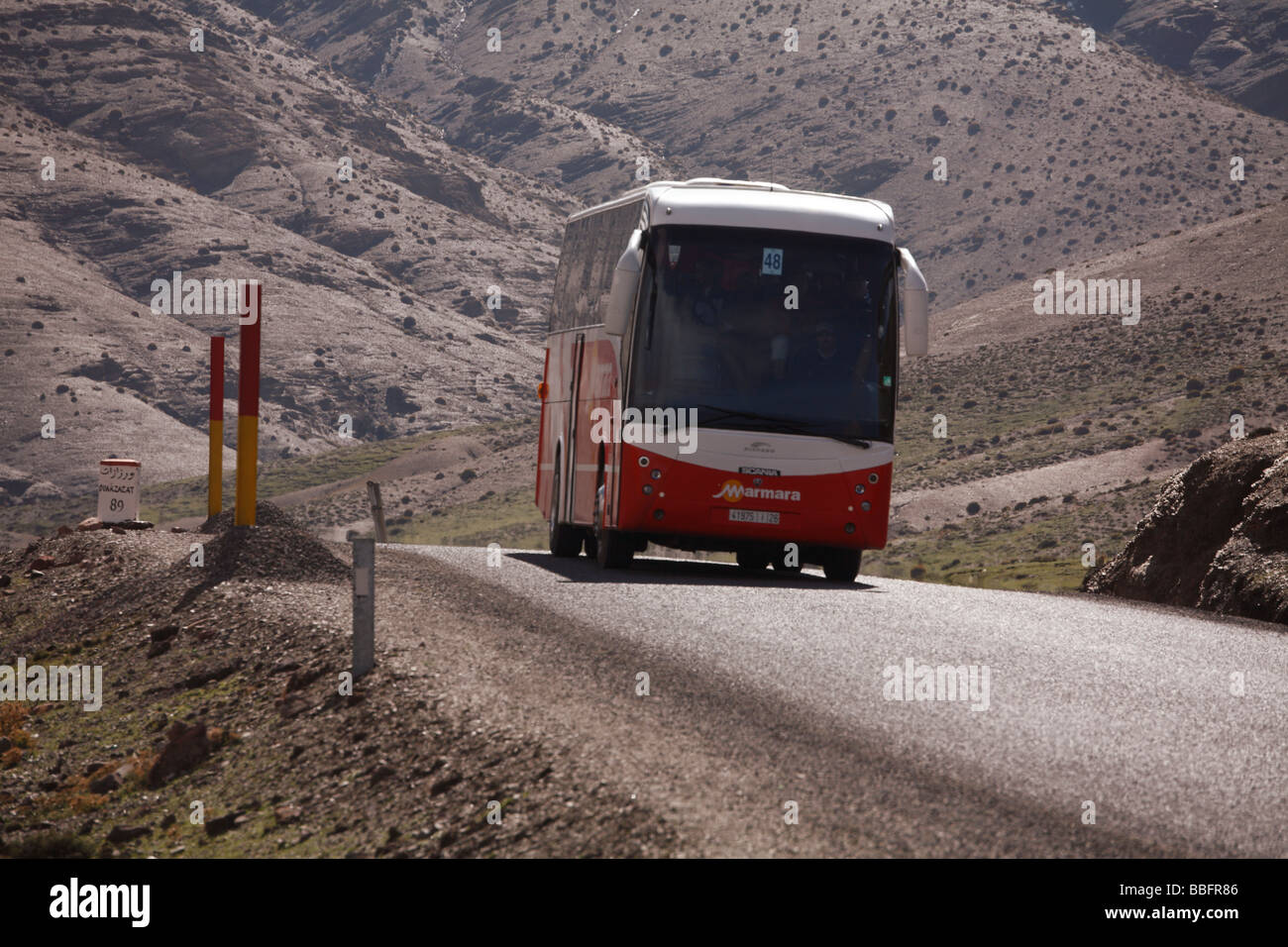 Africa, North Africa, Morocco, Atlas Mountains, Highway, Tour Bus Stock ...