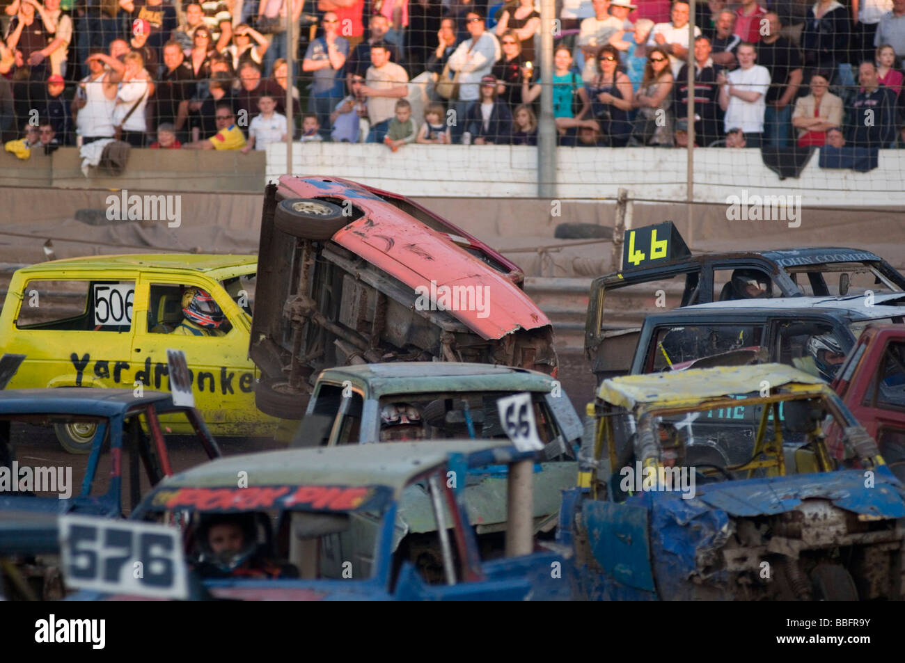 reliant robin three wheeler rolling upside down in a race Stock Photo ...